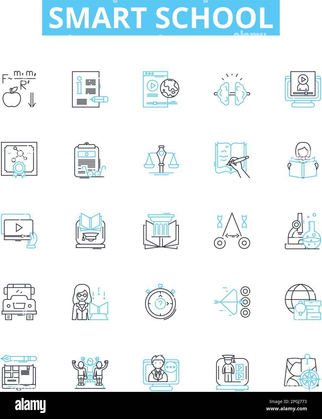 Smart school vector line icons set. Smart, School, Technology, Learn ...