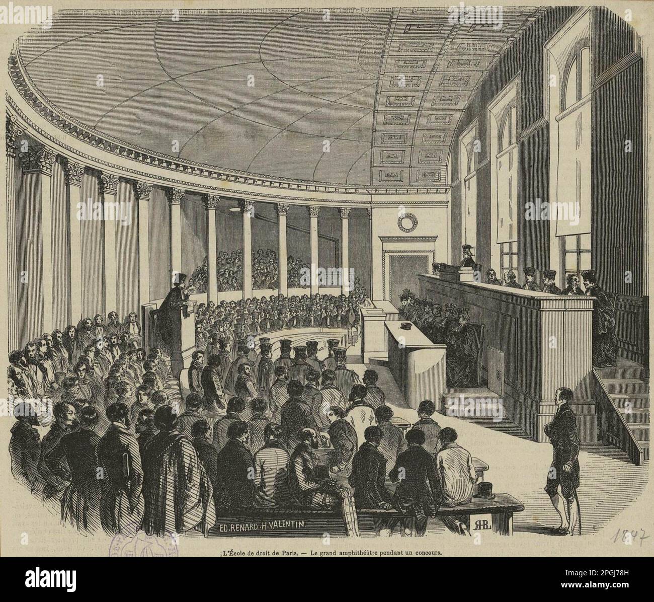 Large amphitheatre of the Faculty of Law of Paris in 1847 Stock Photo ...
