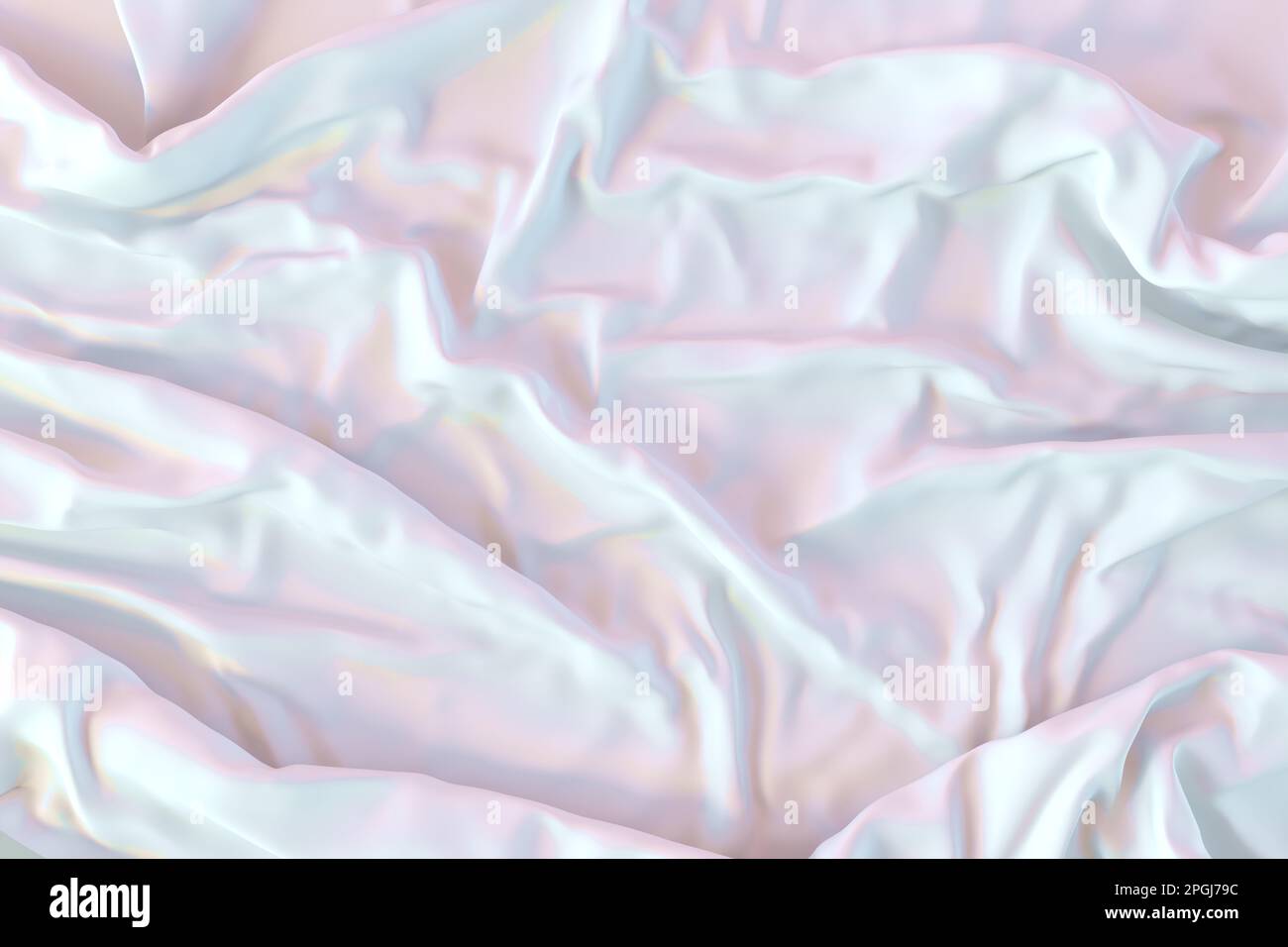 The texture of crumpled silk white fabric, top view. White satin wavy ...