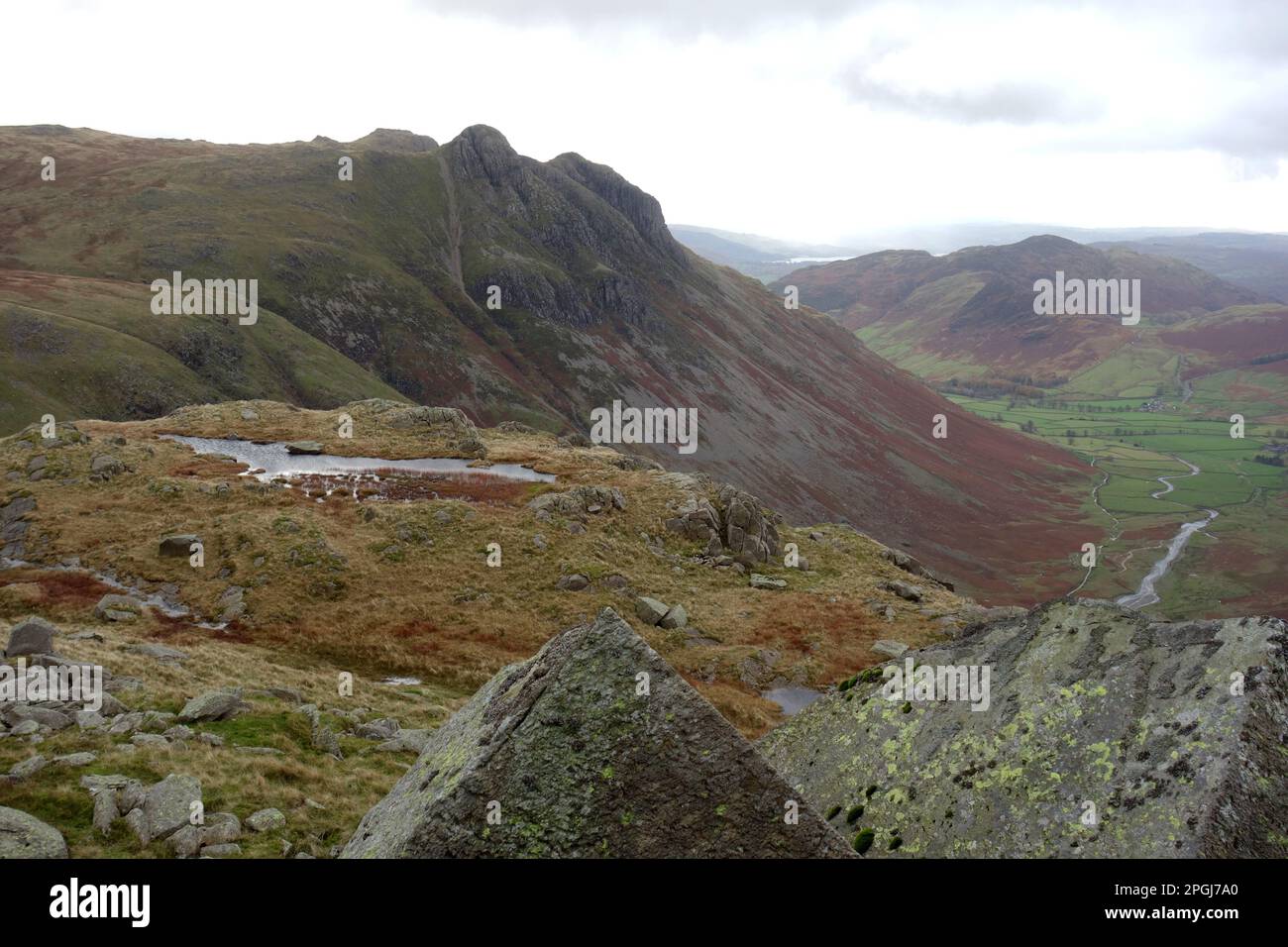 The Wainwright Pike of Stickle and the Langdale Pikes from the Summit ...
