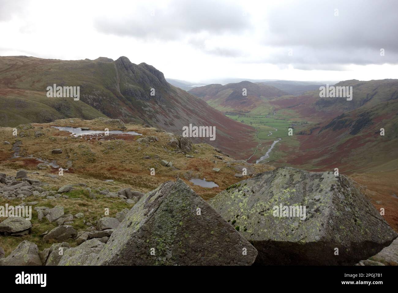 The Wainwright Pike of Stickle and the Langdale Pikes from the Summit ...