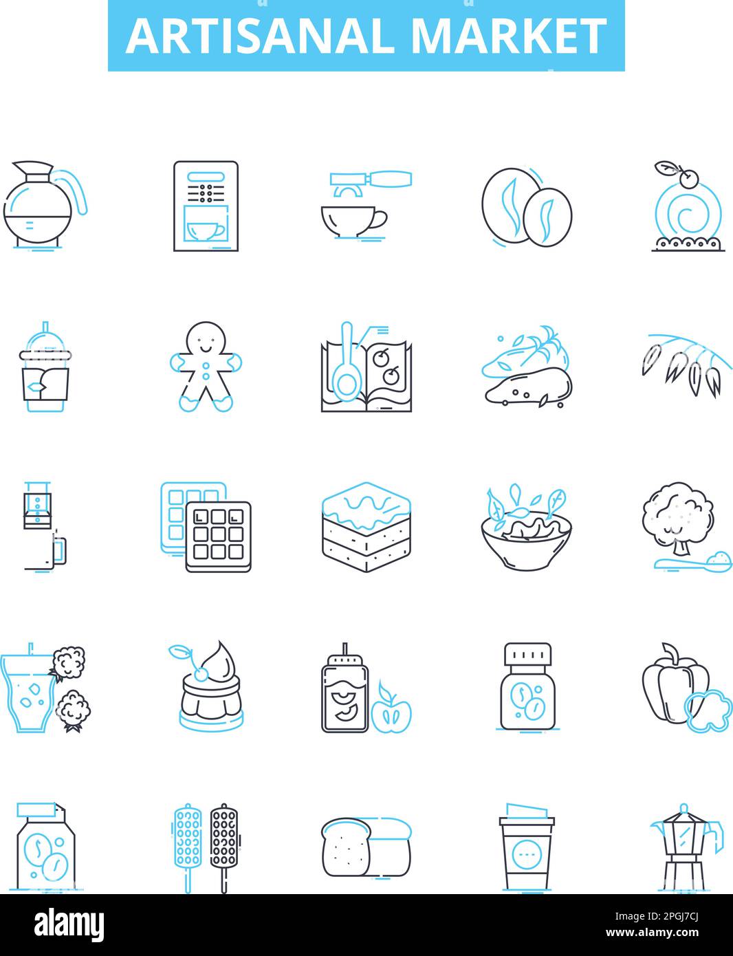 Artisanal market vector line icons set. artisanal, market, artisan ...