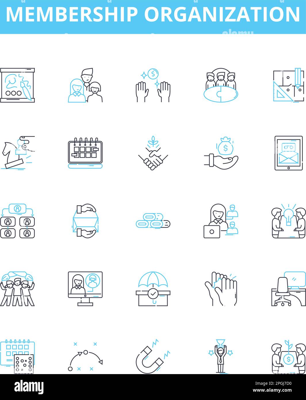 Membership organization vector line icons set. Organisation, Membership ...