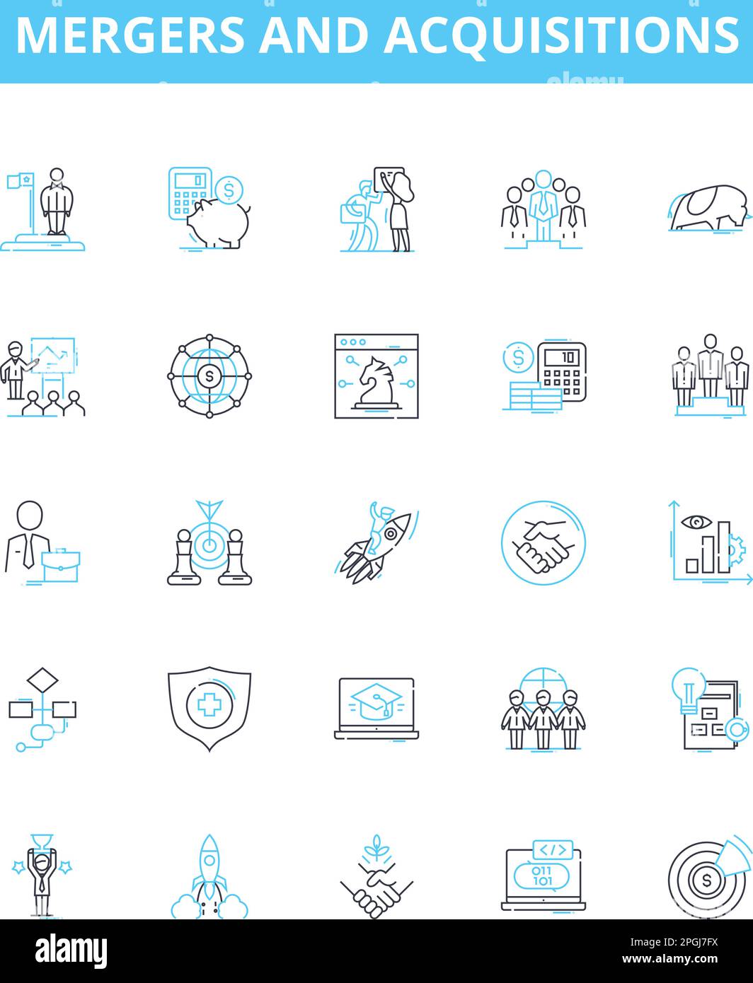 Mergers And Acquisitions Vector Line Icons Set Mergers Acquisitions Consolidation Buyouts