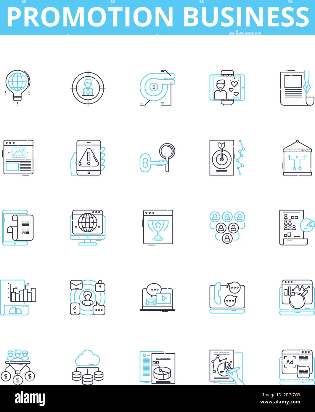 Promotion business vector line icons set. Marketing, Advertising ...