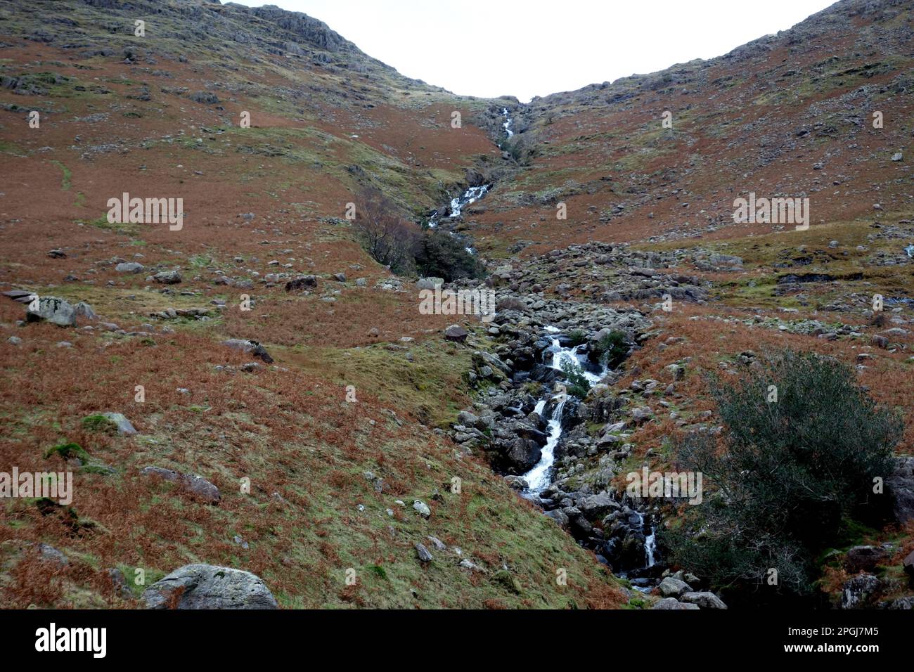 Stake Gill Beck Waterfalls from the Stake Pass in the Mickleden Valley ...