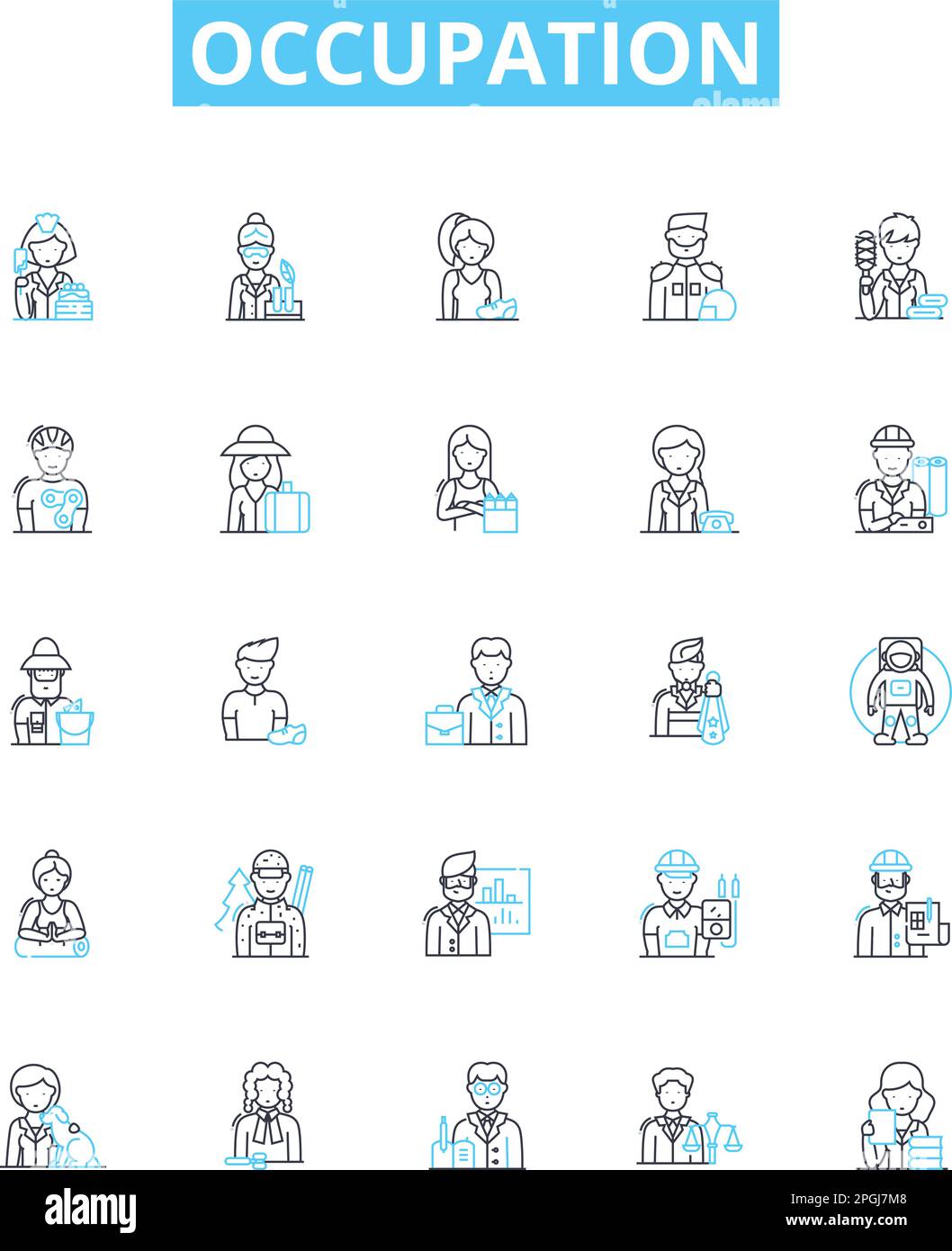 Occupation vector line icons set. Job, Work, Task, Profession, Post ...