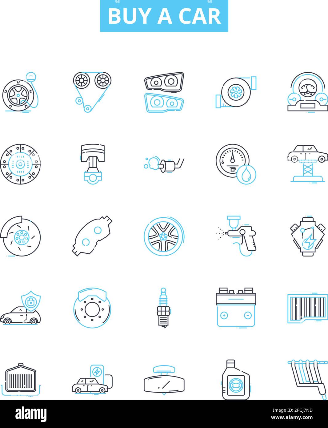 Buy a car vector line icons set. Budget, Financing, Loan, Credit, Lease ...