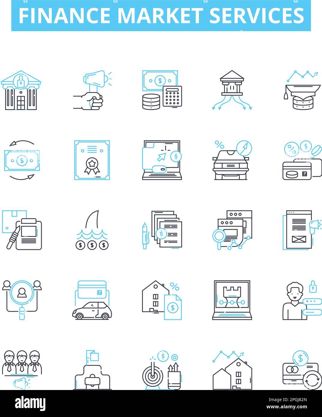 Finance market services vector line icons set. Funding, Banking ...