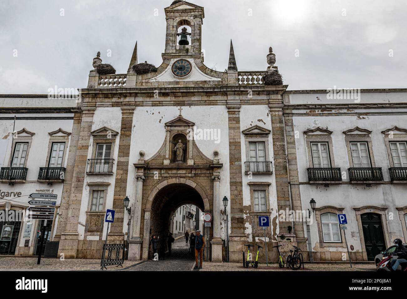 Faro's Monumental neo-classical archway leading to the old town, with ...
