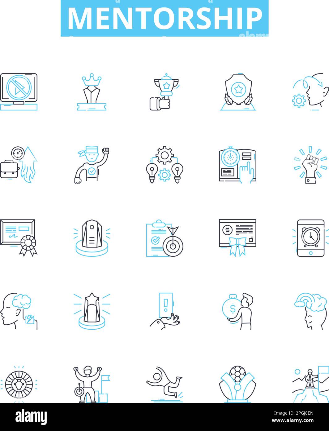 Mentorship vector line icons set. Mentor, Mentee, Guidance, Support, Advice, Coaching, Role ...