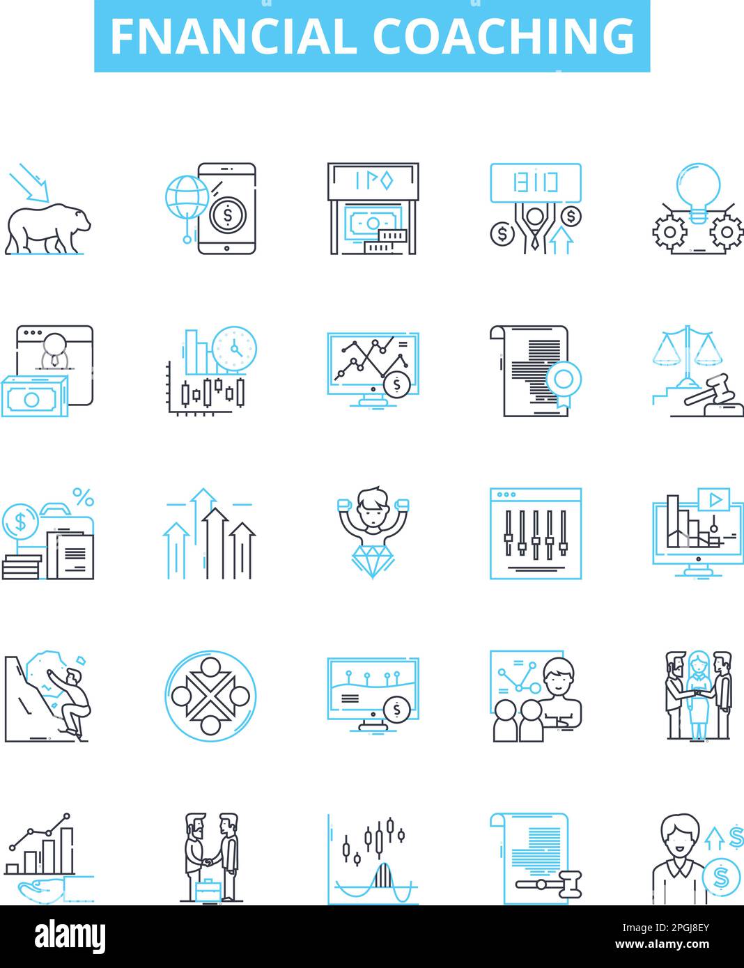 Fnancial coaching vector line icons set. Financial, Coaching, Budgeting ...