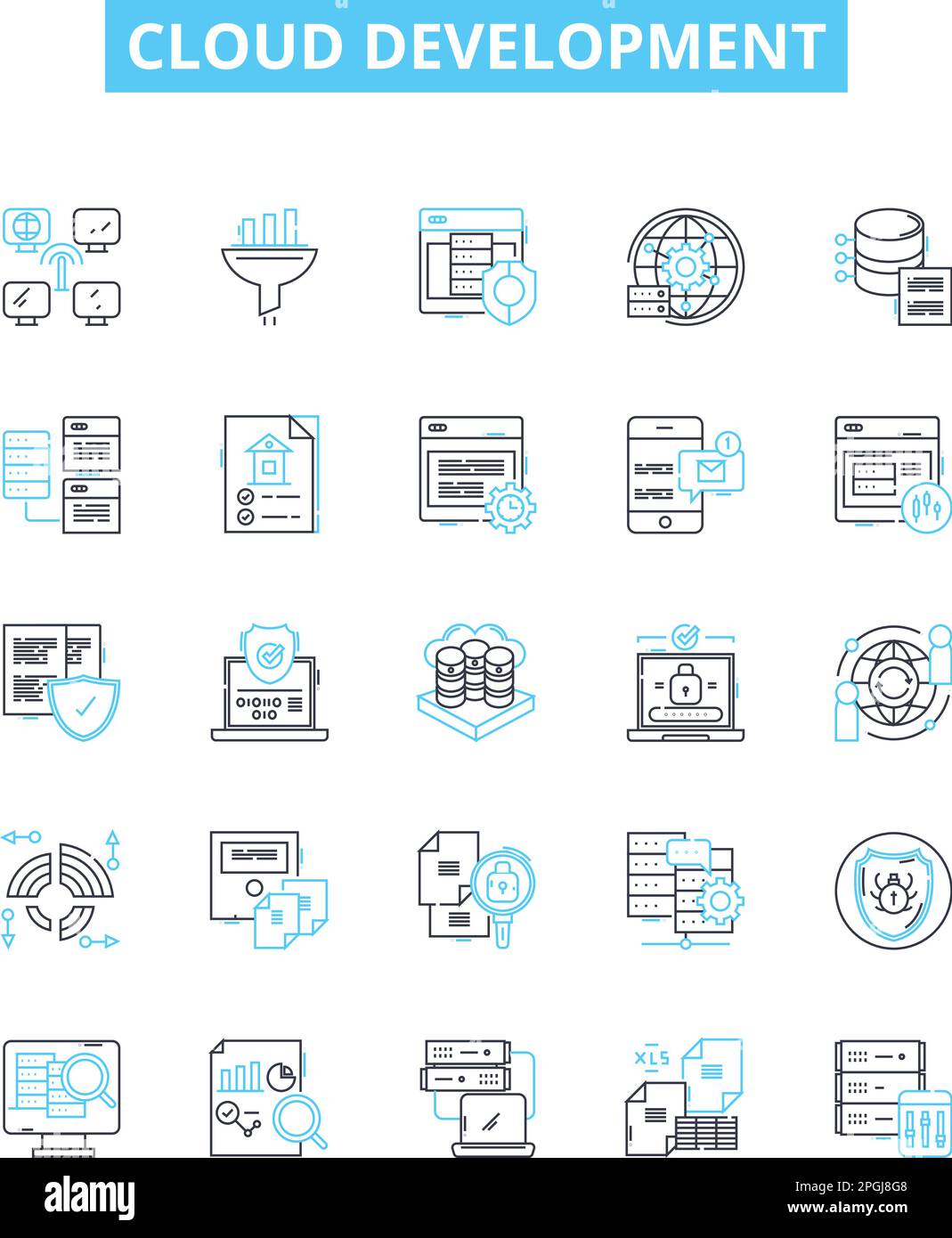 Cloud development vector line icons set. Cloud, Development, Platform ... Cloud development vector line icons set. Cloud, Development, Platform ...