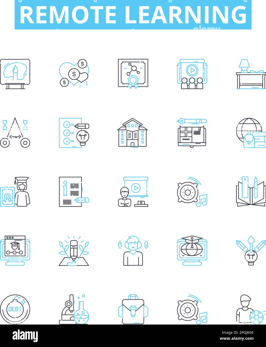 Remote learning vector line icons set. Remote, Learning, Online ... Remote learning vector line icons set. Remote, Learning, Online ...