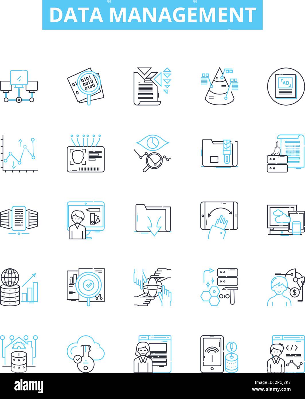 Data Management Vector Line Icons Set Data Management Storage Organization Retrieval