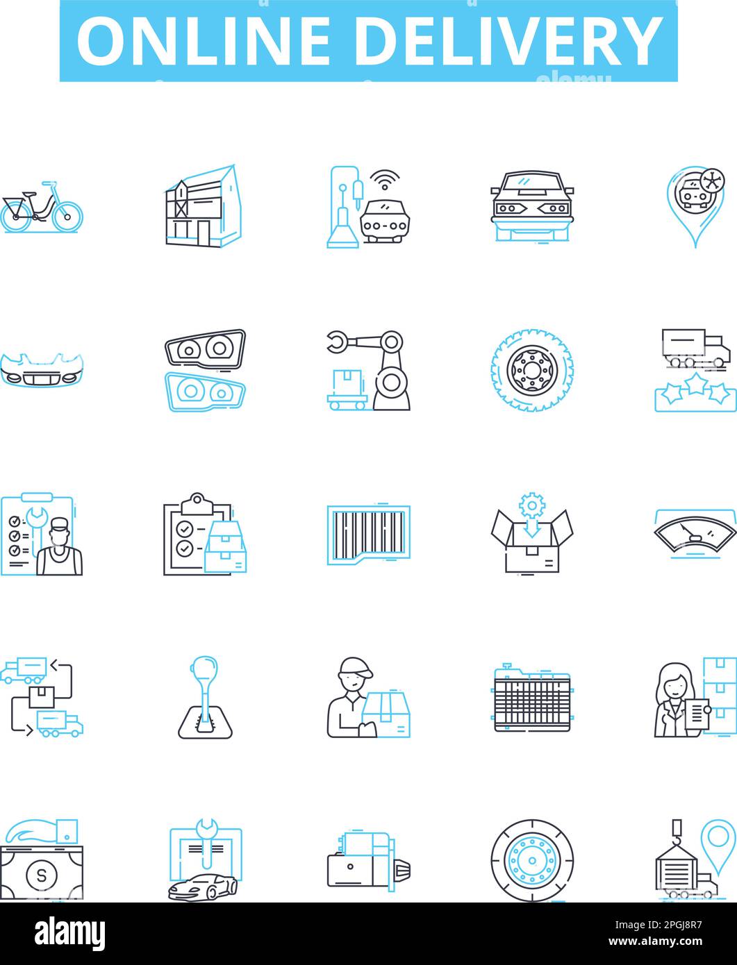 Online Delivery vector line icons set. Delivery, Online, eDelivery, Buy ...