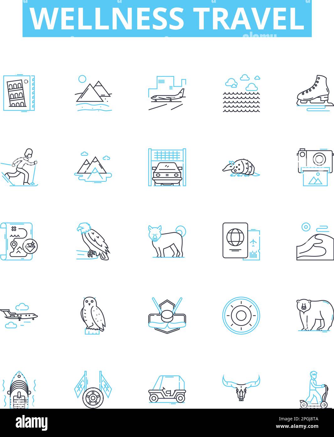 Wellness travel vector line icons set. Wellness, Travel, Health ...
