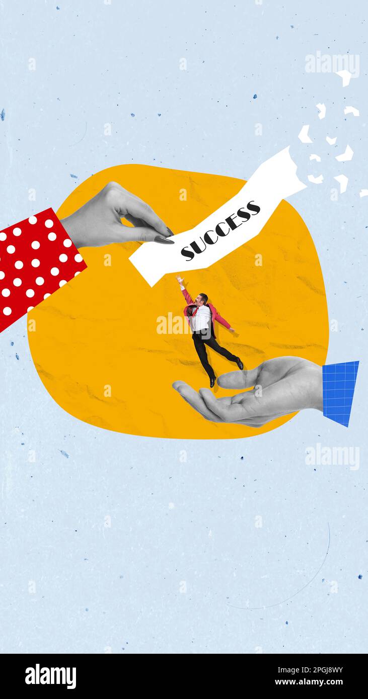 Motivated, ambitious man in formal wear jumping and reaching ...