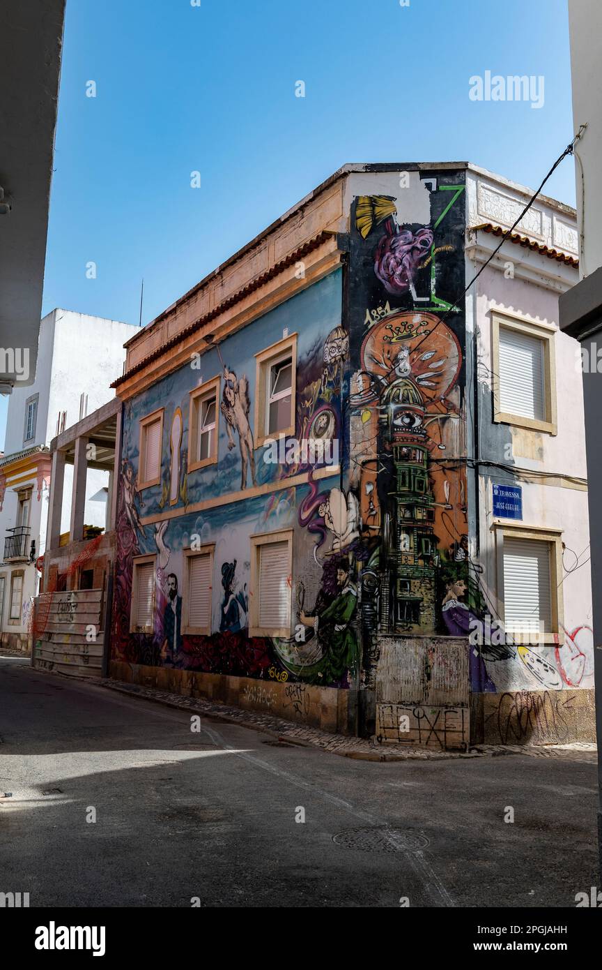 Painted House in Faro Portugal Stock Photo - Alamy