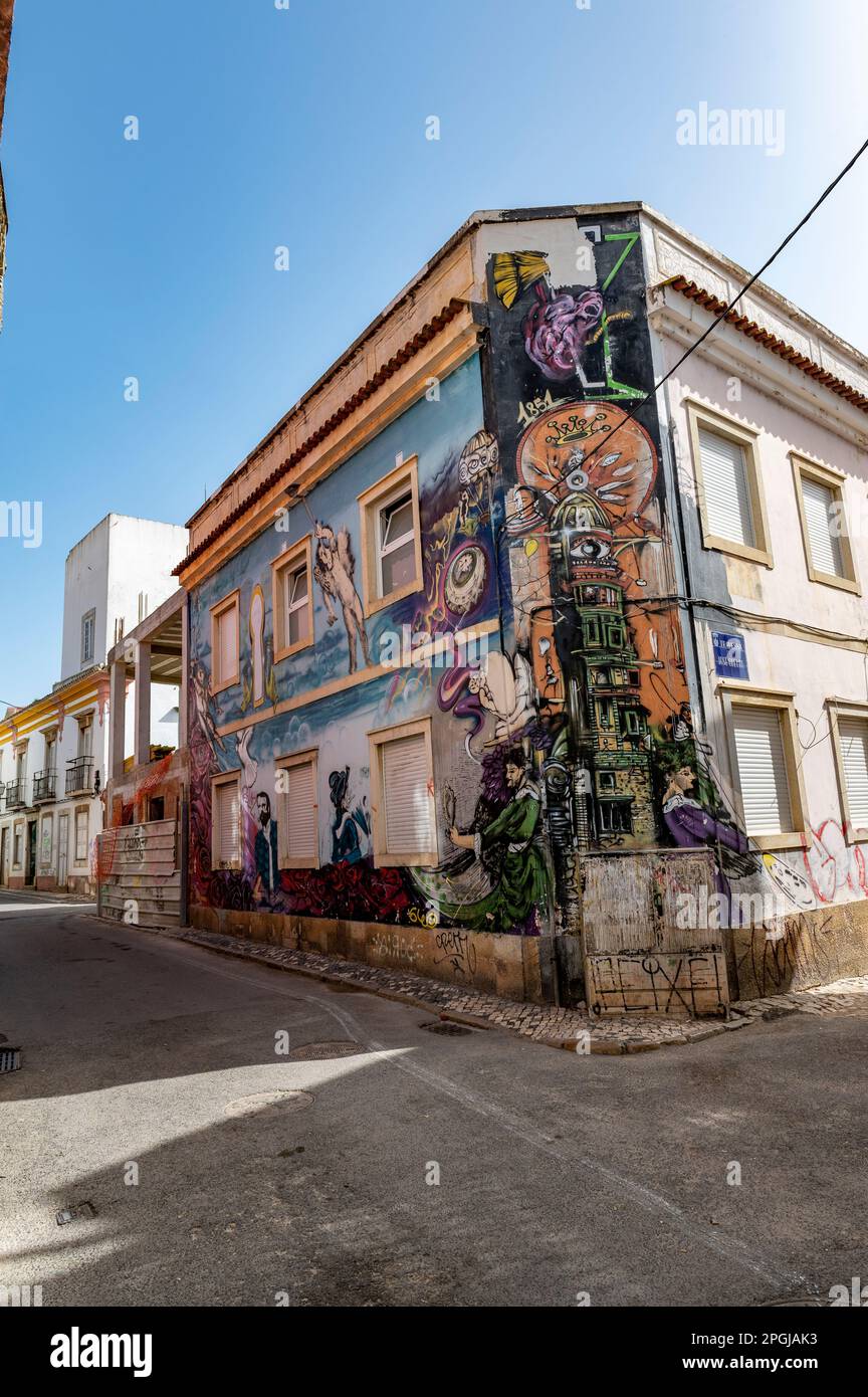 Painted House in Faro Portugal Stock Photo - Alamy