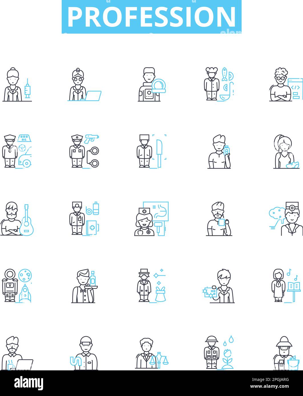 Profession vector line icons set. Job, Career, Vocation, Profession ...