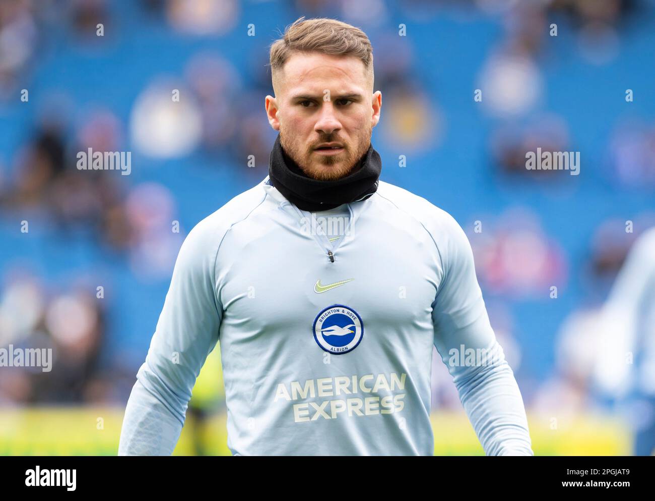 Brighton's Alexis Mac Allister warms up before the Brighton and Hove ...
