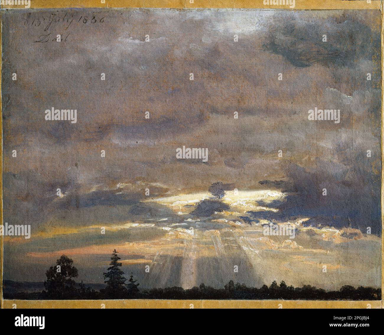 Cloud Study with Sunbeams 1836 by Johan Christian Clausen Dahl Stock ...