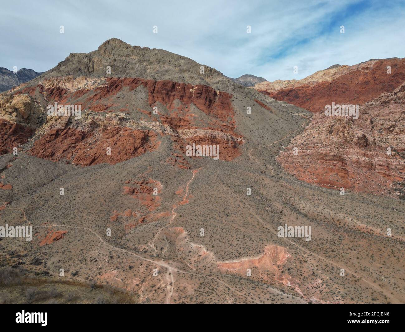 The reddish rocky mountains in Red Rock Canyon National Conservation ...