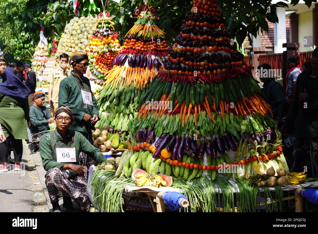 Kirab tumpeng hasil bumi (farmer thanksgiving) to celebrate Indonesian ...