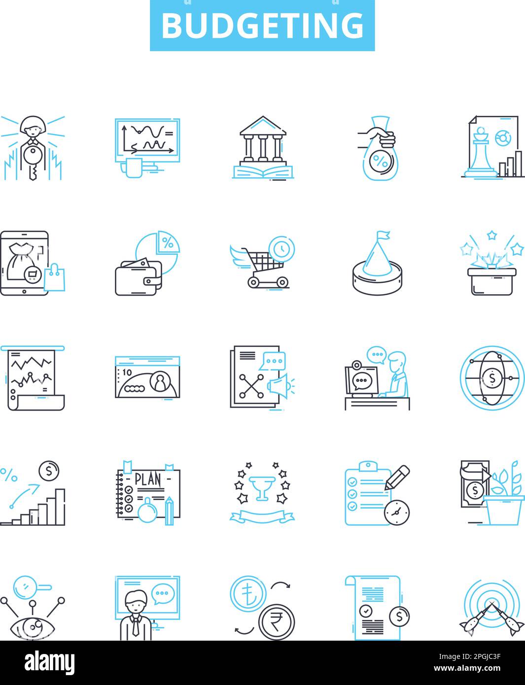 Budgeting Vector Line Icons Set Budgeting Plan Finance Money