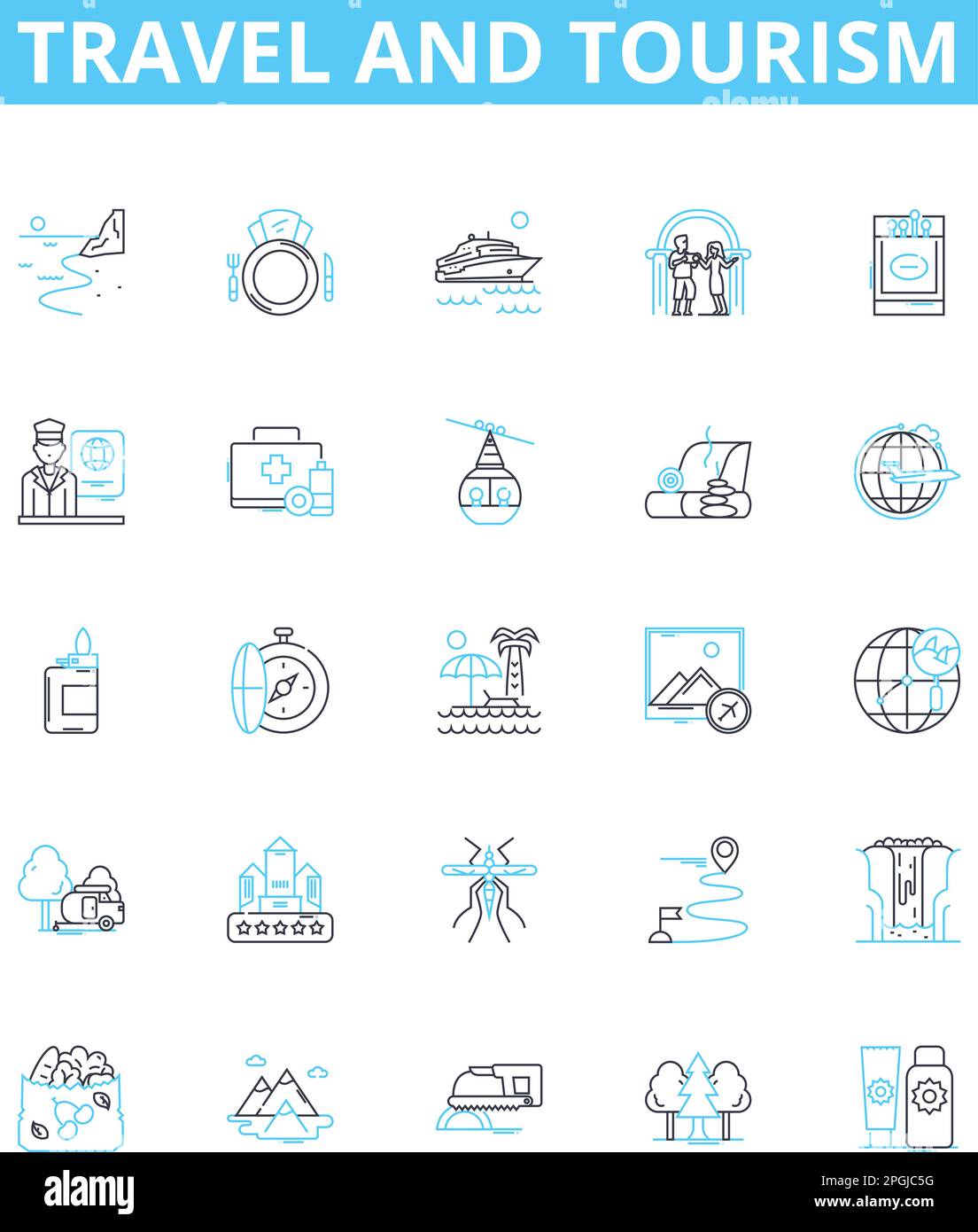 Travel and tourism vector line icons set. Voyage, Trip, Adventure, Tour ...