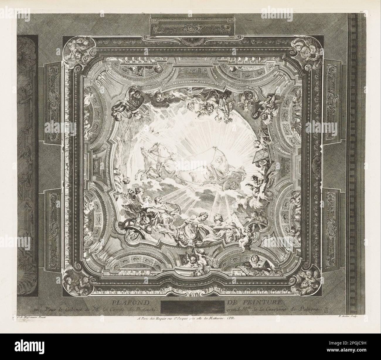 PLAFOND DE PEINTURE; Plafond du même cabinet, 4th Plate 1740 by Juste ...