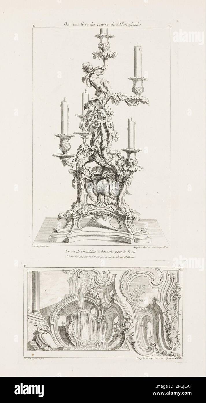 Onzieme livre des oeuvre de Mr. Meissonnier/Projet de Chandelier à ...