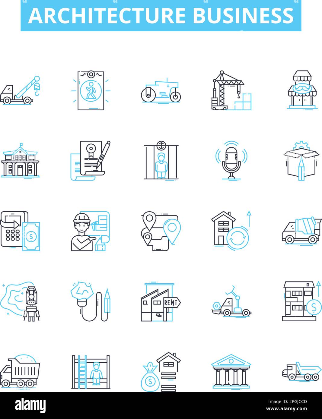 Architecture business vector line icons set. Building, Design, Structures, Construction ...