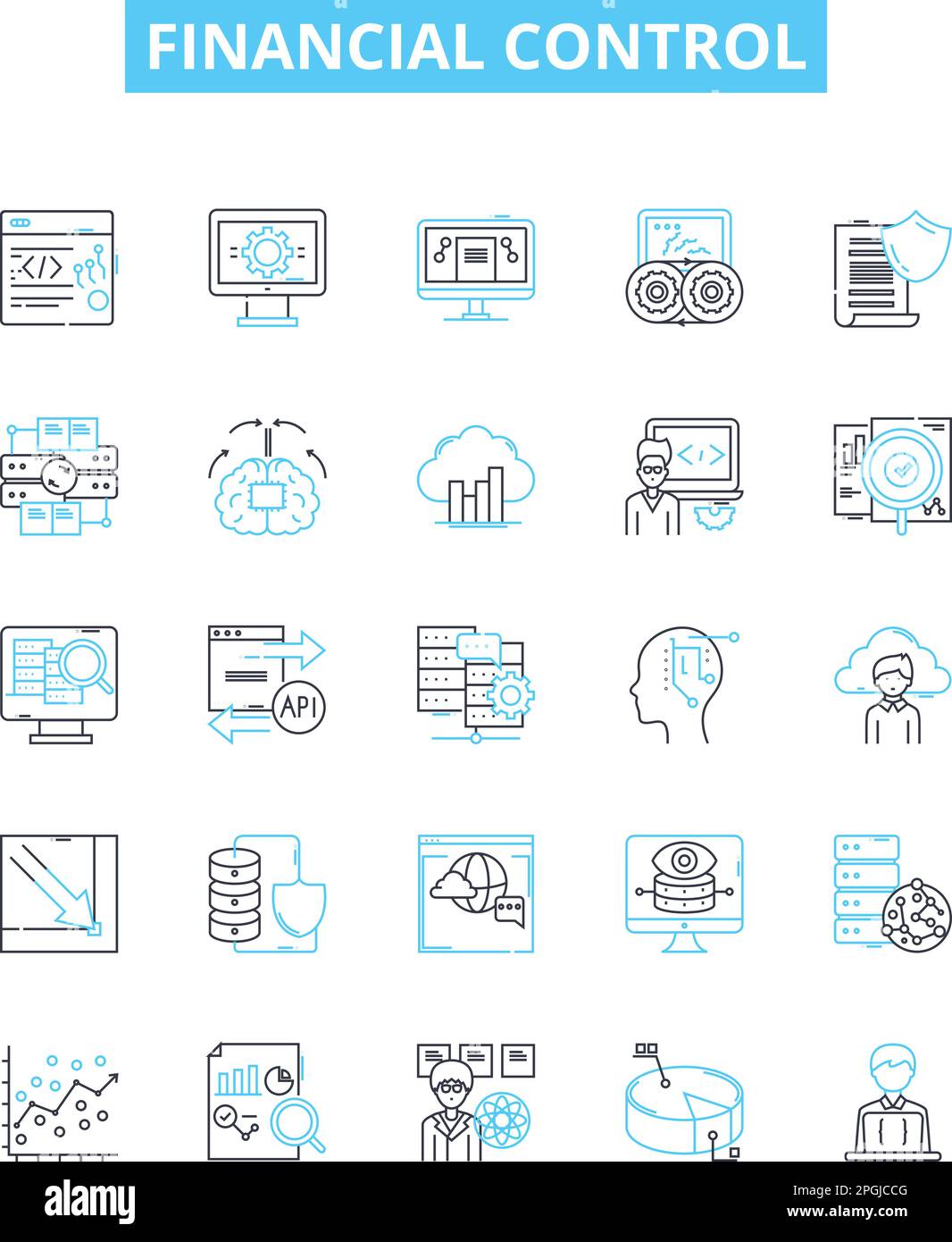 Financial control vector line icons set. Finance, Control, Accounting ...
