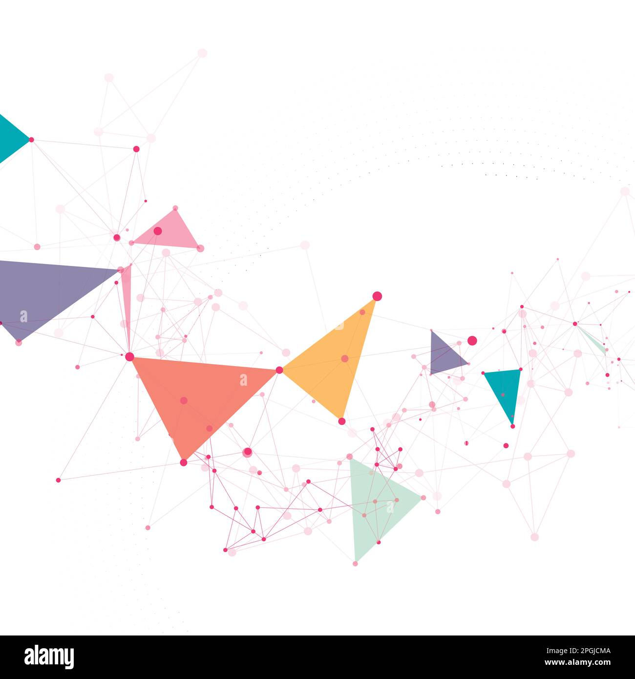 Modern flat illustration with colorful color connect triangle line for ...