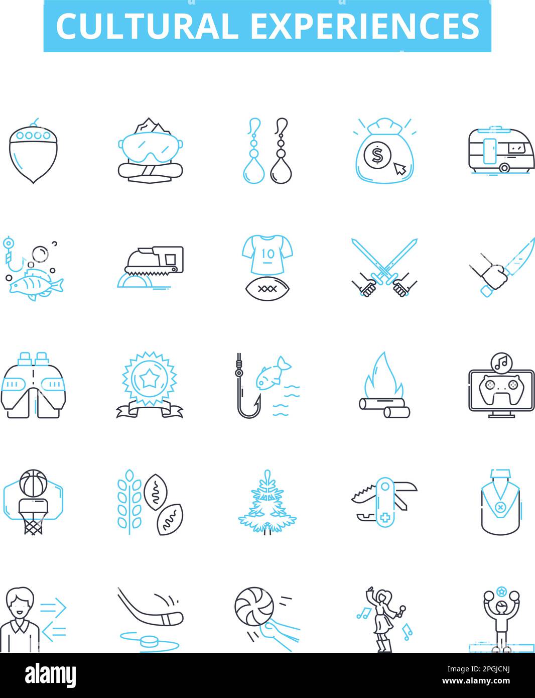 Cultural experiences vector line icons set. Heritage, Art, Music ...