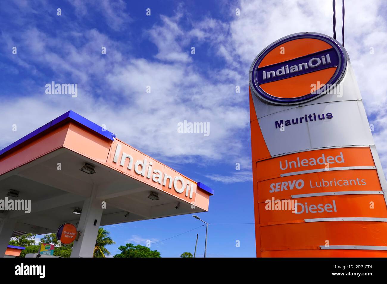 Indian Oil, gas station, Mauritius Stock Photo - Alamy