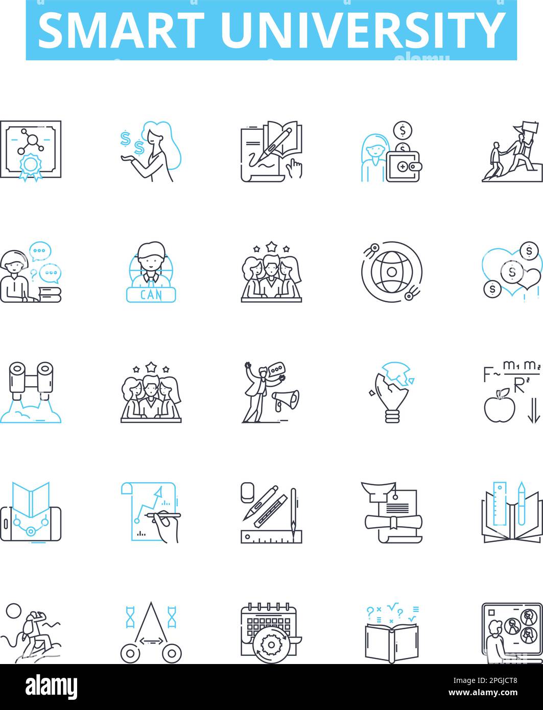 Smart university vector line icons set. Smart, University, Educational ...