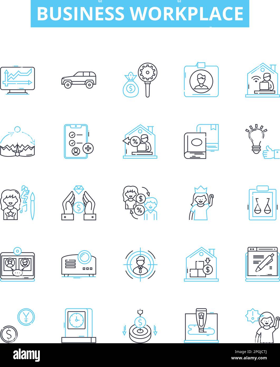 Business workplace vector line icons set. Workplace, Business, Office ...