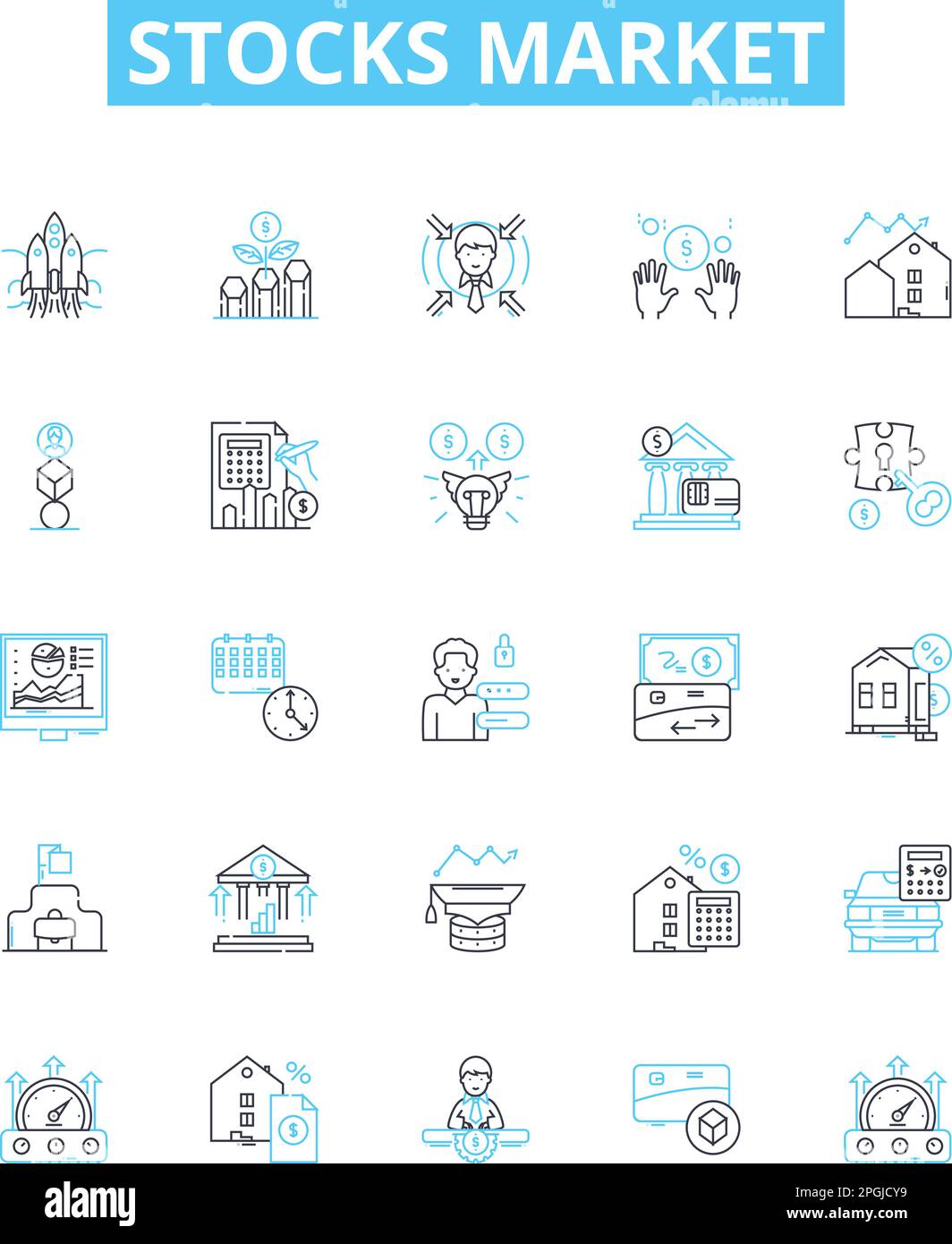 Stocks market vector line icons set. Stocks, Market, Investing, Shares ...