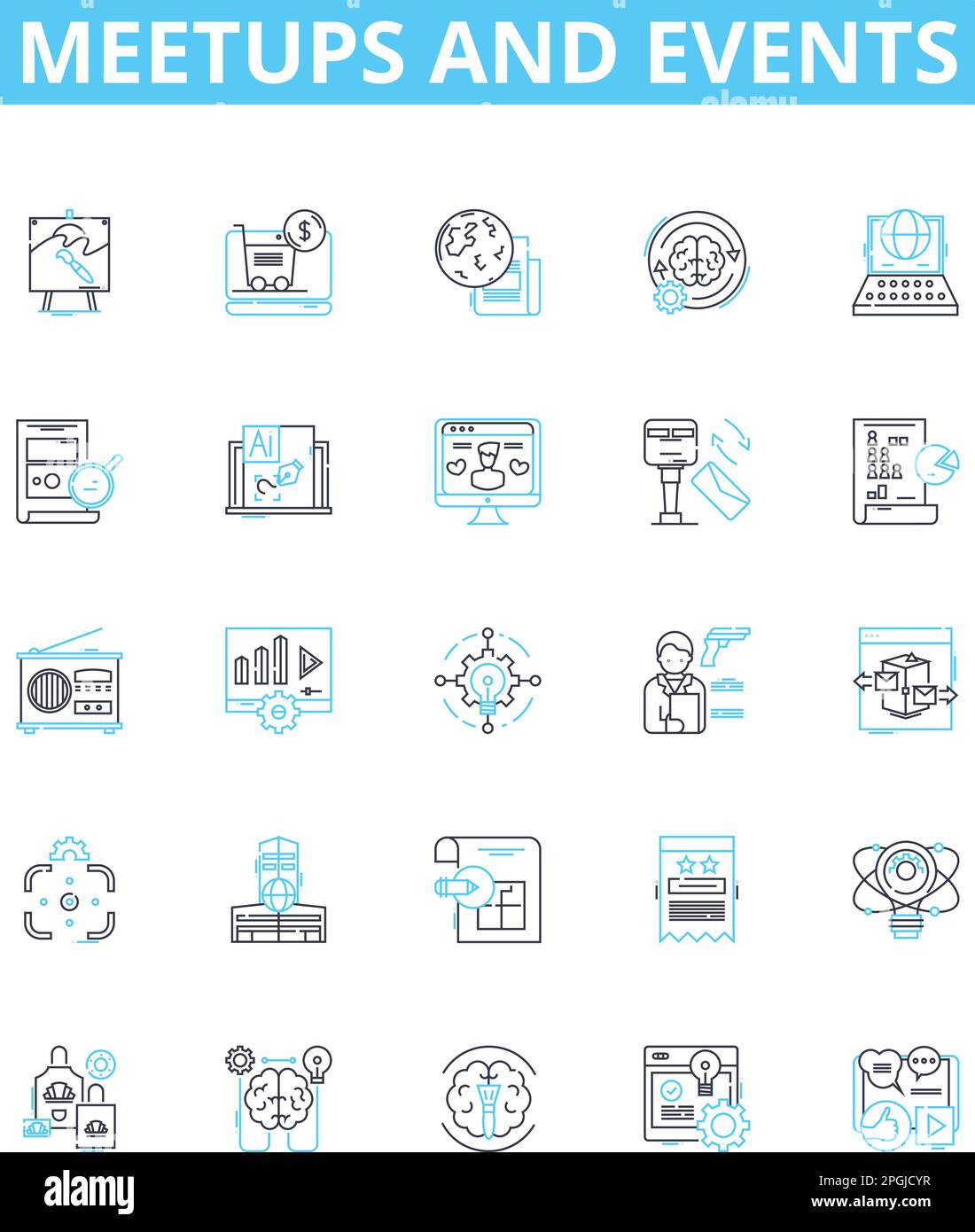 Meetups and events vector line icons set. Meetups, Events, Gatherings ...