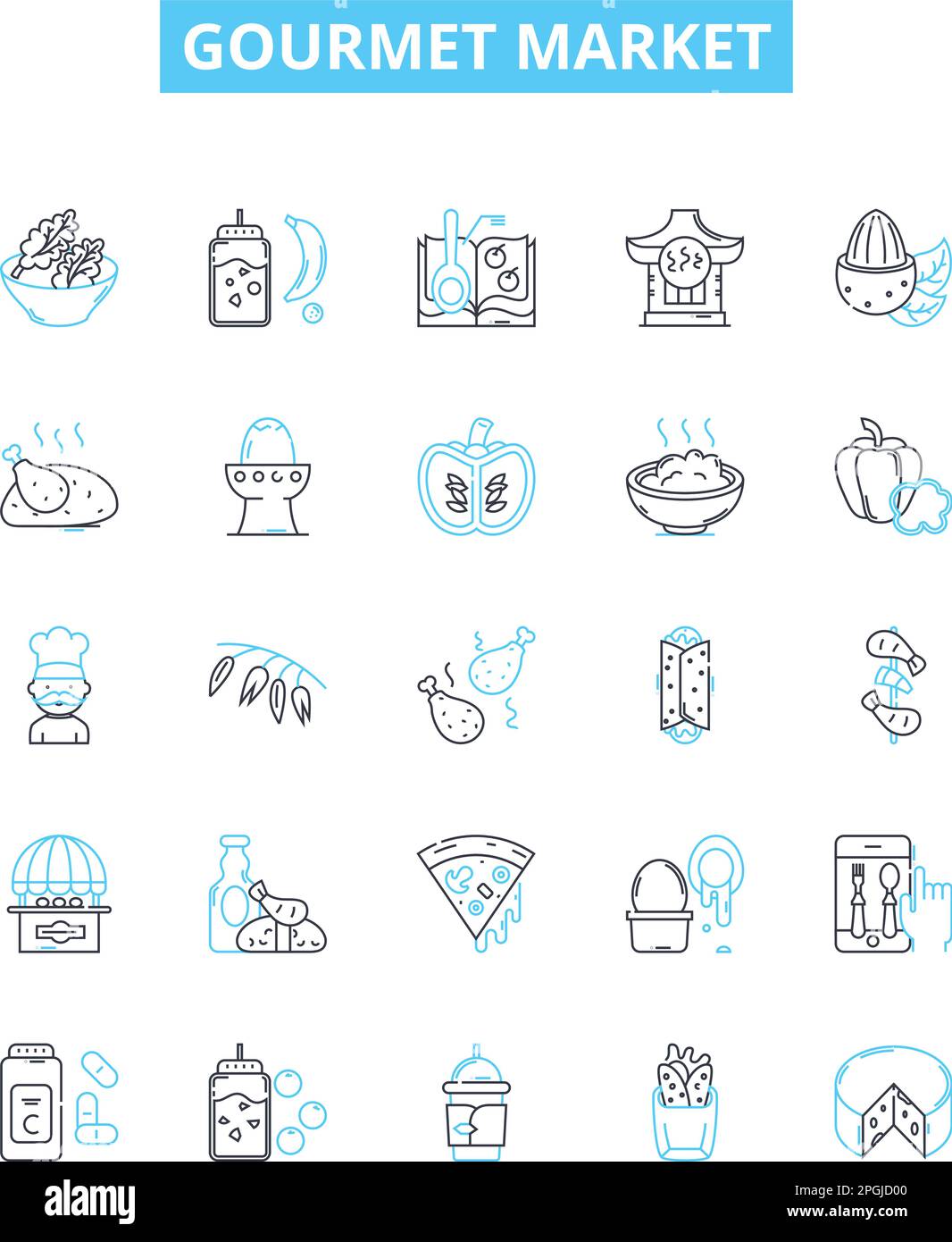 Gourmet market vector line icons set. Gourmet, Market, Delicatessen ...
