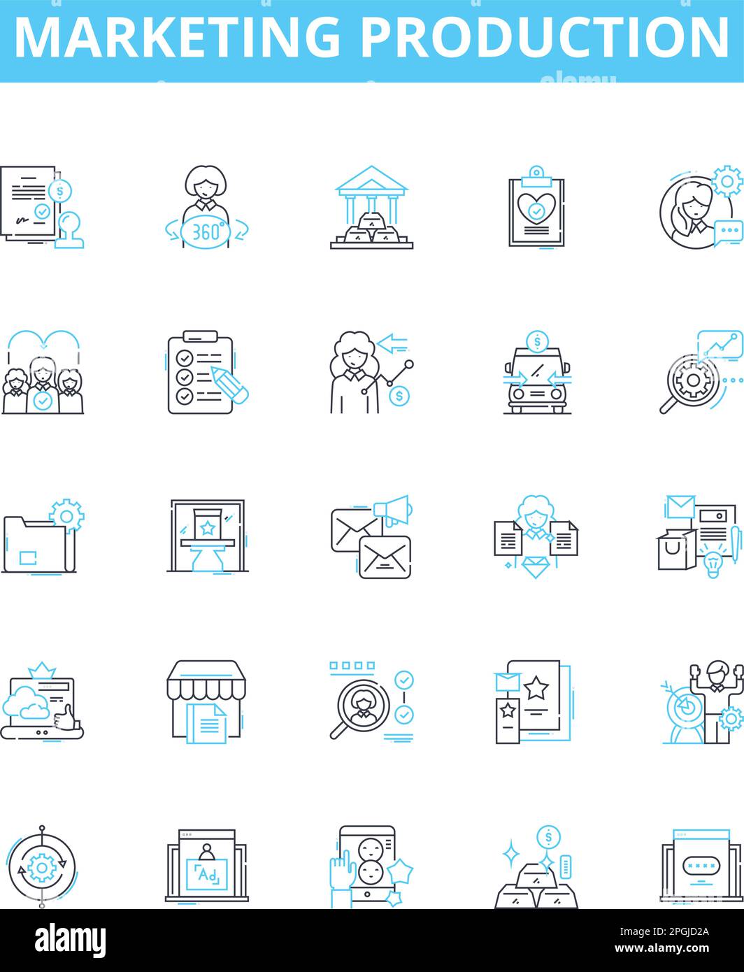 Marketing production vector line icons set. Promotion, Strategy ...