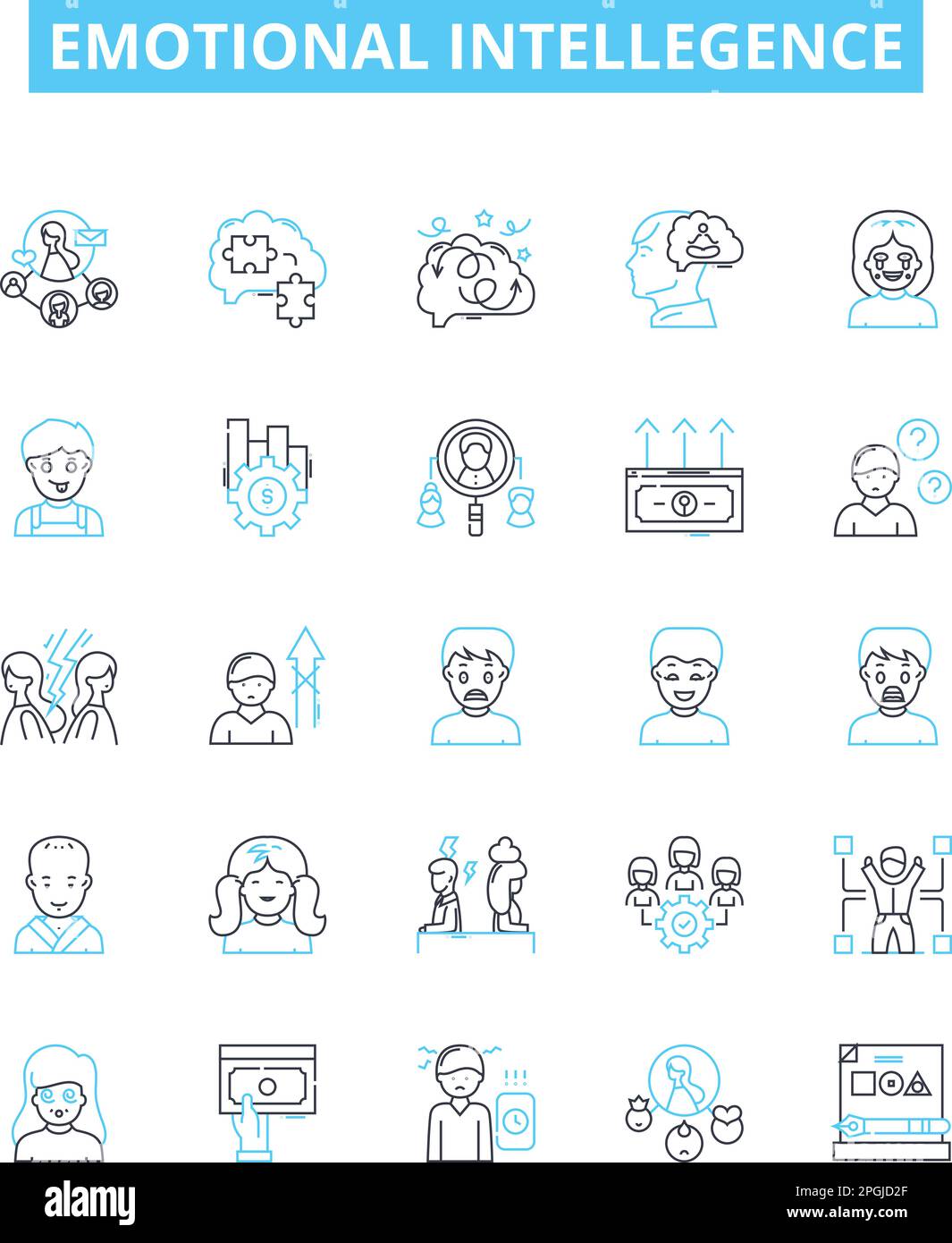 Emotional intellegence vector line icons set. Self-awareness, Empathy ...
