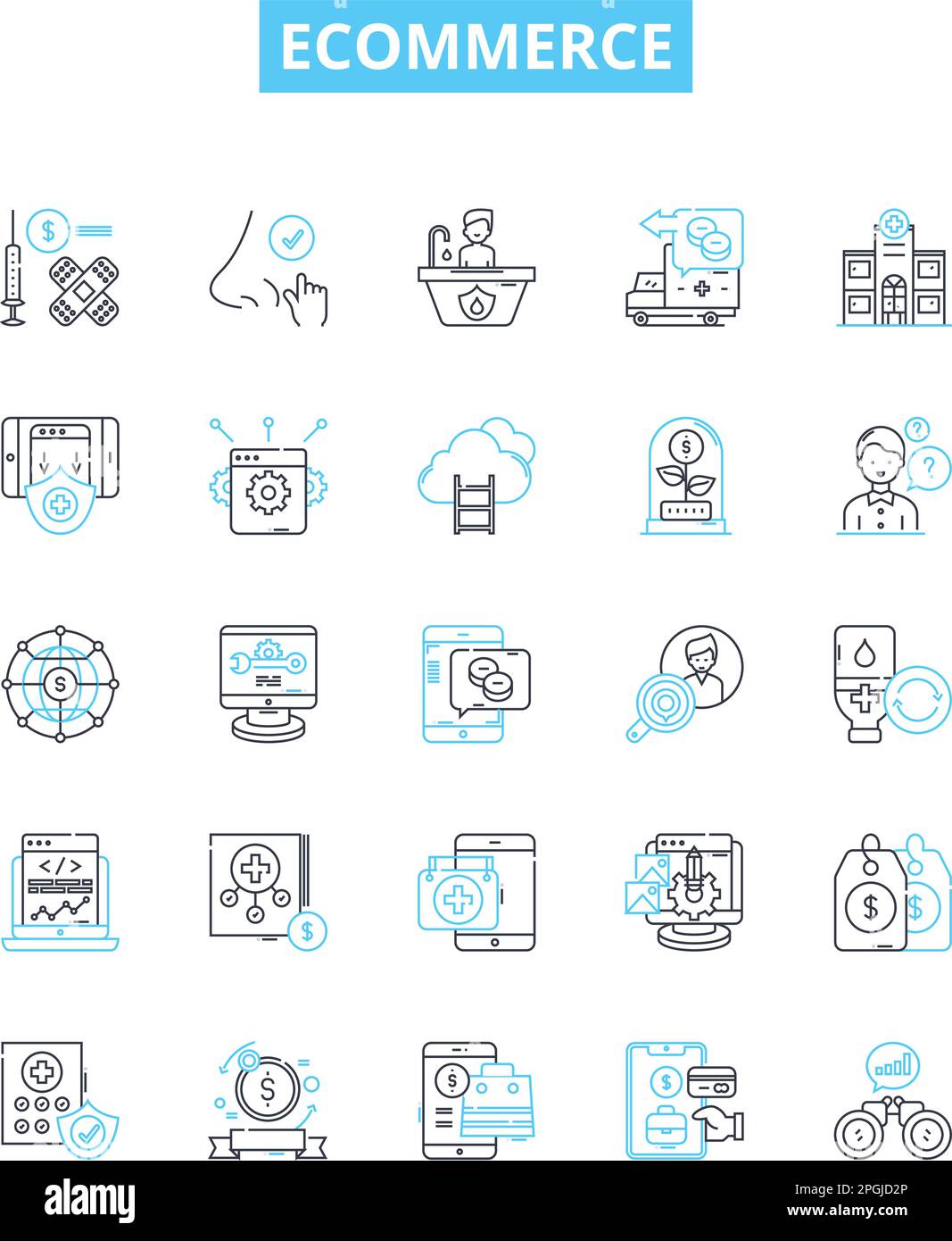 Ecommerce vector line icons set. Shopping, Online, Marketplace, Retail ...