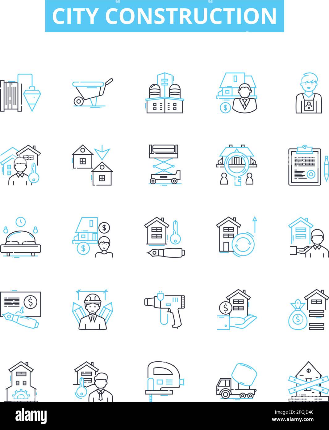 City Construction Vector Line Icons Set Urbanization Architecture Infrastructure Building