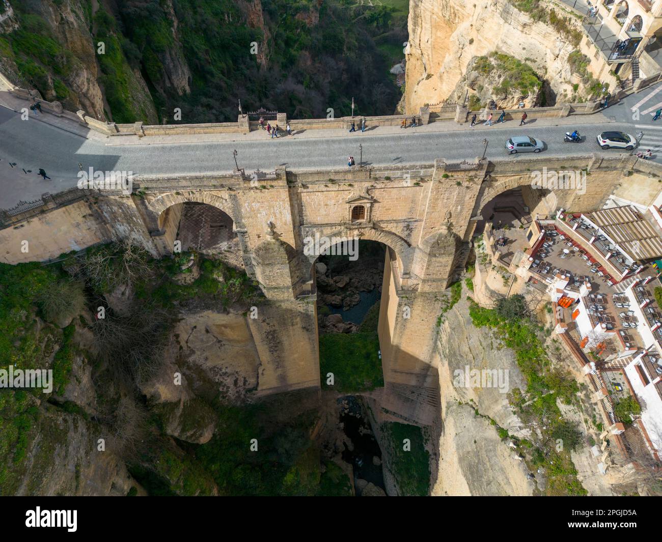 aerial view of the new bridge of the city of Ronda, Spain Stock Photo ...