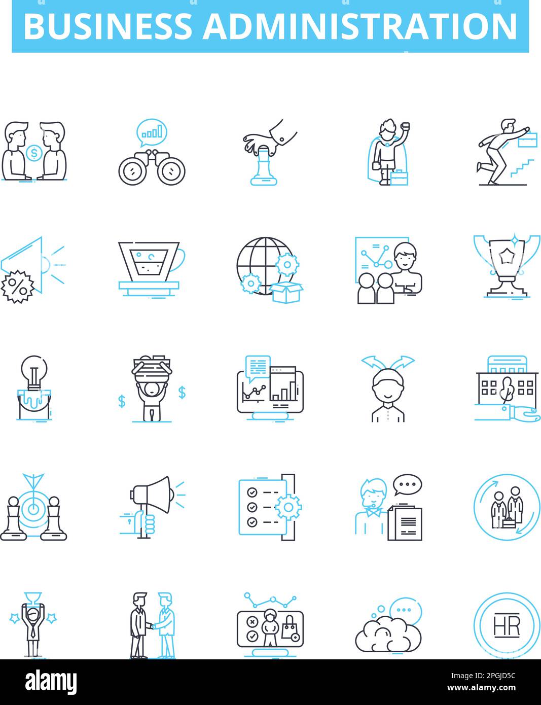 Business administration vector line icons set. Management, Planning ...
