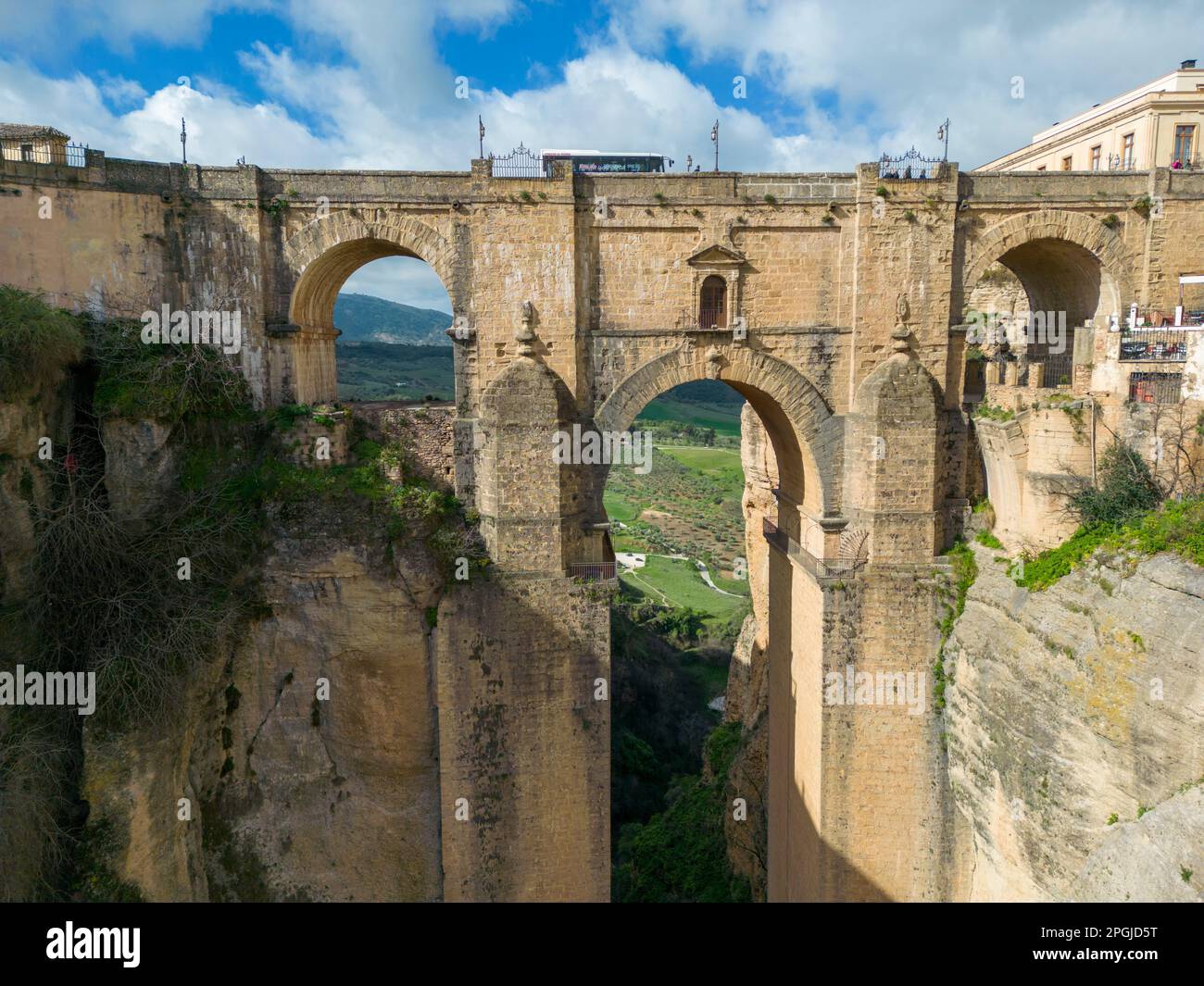 aerial view of the new bridge of the city of Ronda, Spain Stock Photo ...